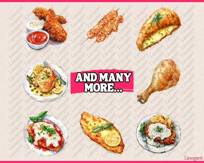 Watercolor Fried Chicken Clipart Bundle, Fast Food Clip Art Set, Bakery ...