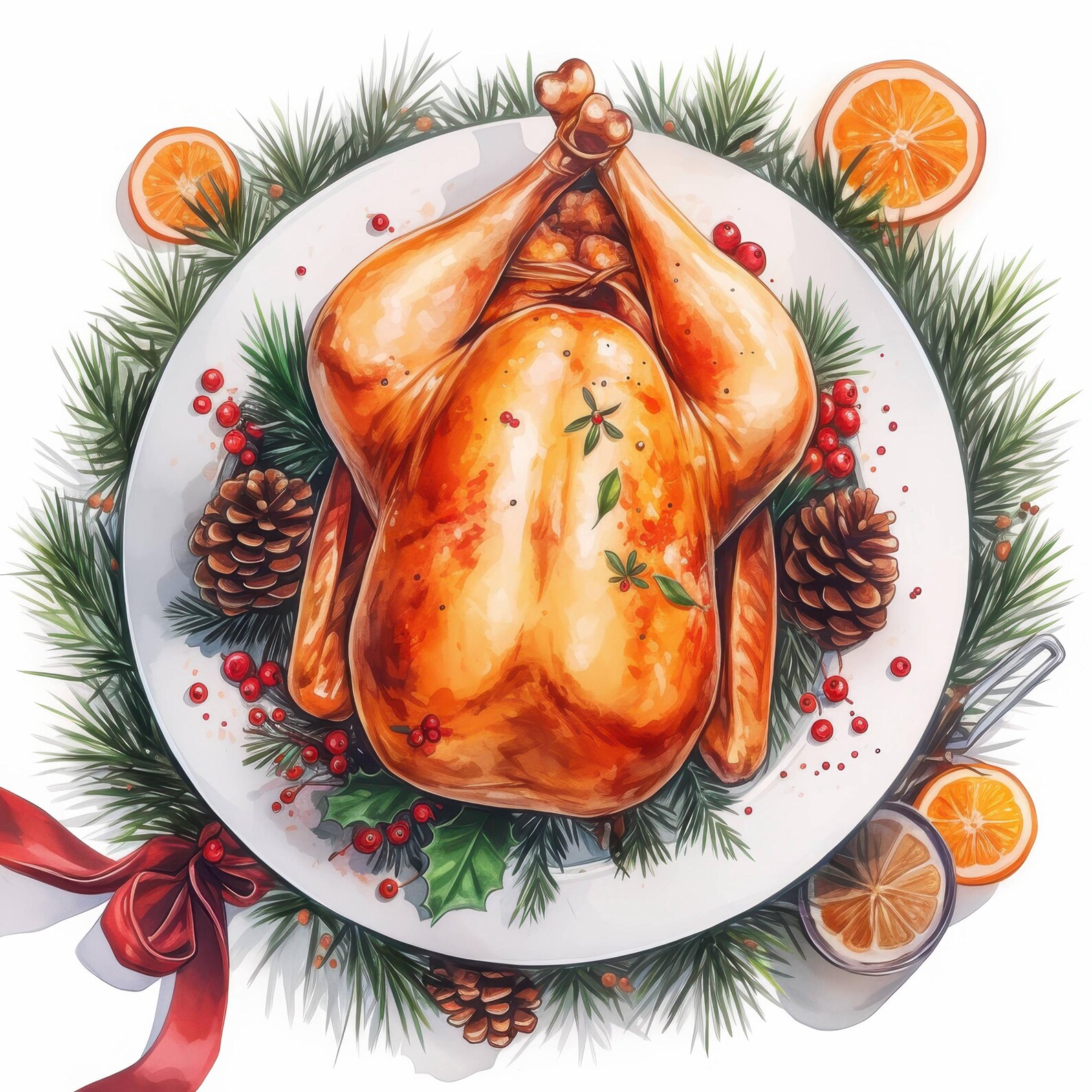 11 Roast Turkey Clipart Bundle, Festive Holiday Feast Illustration ...