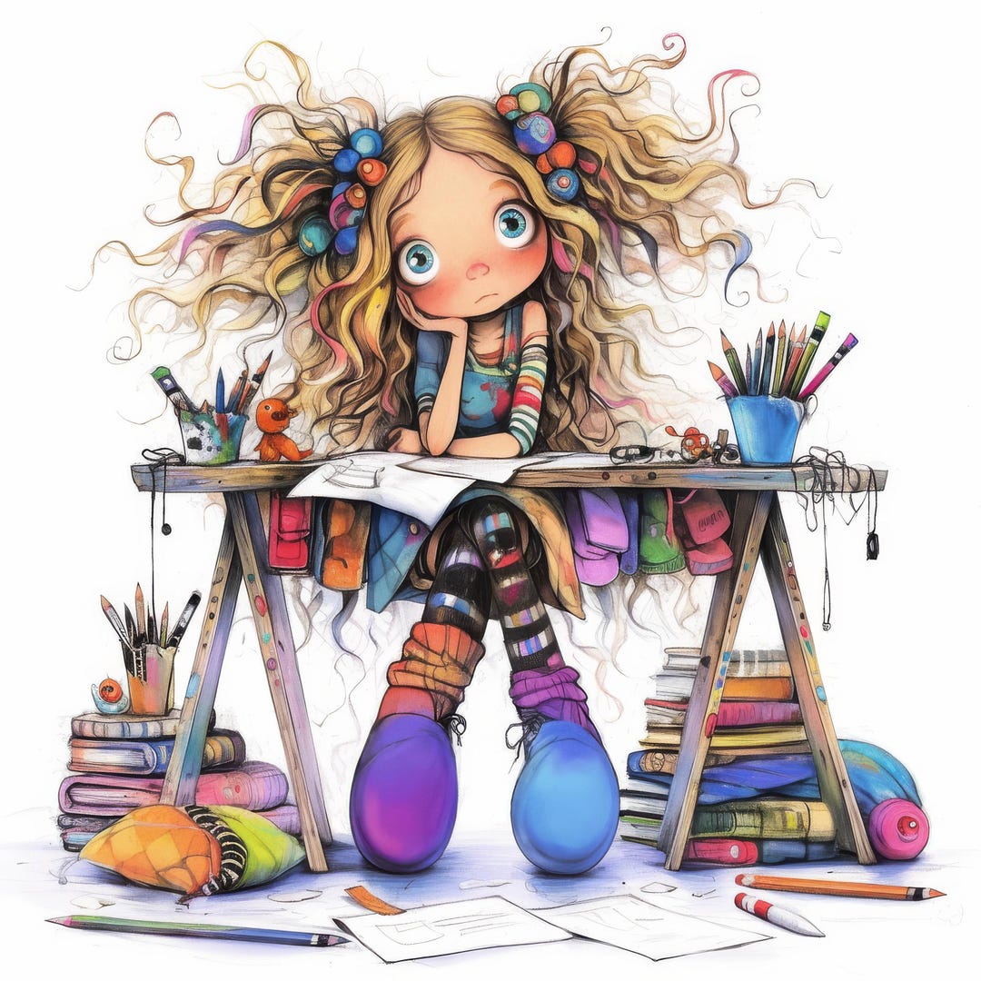 Quirky Student Clipart 11 High Res Watercolor Jpgs for Junk Journaling ...