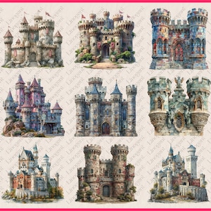 Watercolor Medieval Castle Clipart Bundle,middle Age Historical ...