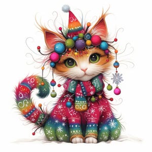 12 Cute Christmas Cat Clipart | Santa Cat Clipart | Printable ...