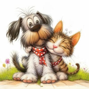 Whimsical Friendship Clip Art 10 High Res Watercolor Jpgs Junk Journals ...