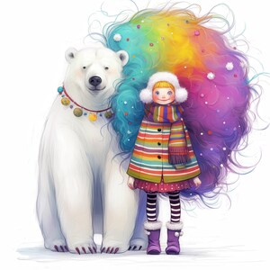 Quirky Polar Bear Clipart 11 High Res Watercolor Jpgs for Junk Journals ...