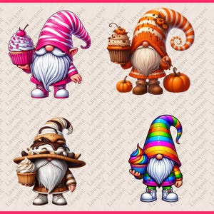 12 PNG Cupcake Gnomes Clipart 2 | Cute Gnomes, Gnome Bundle, Fantasy ...