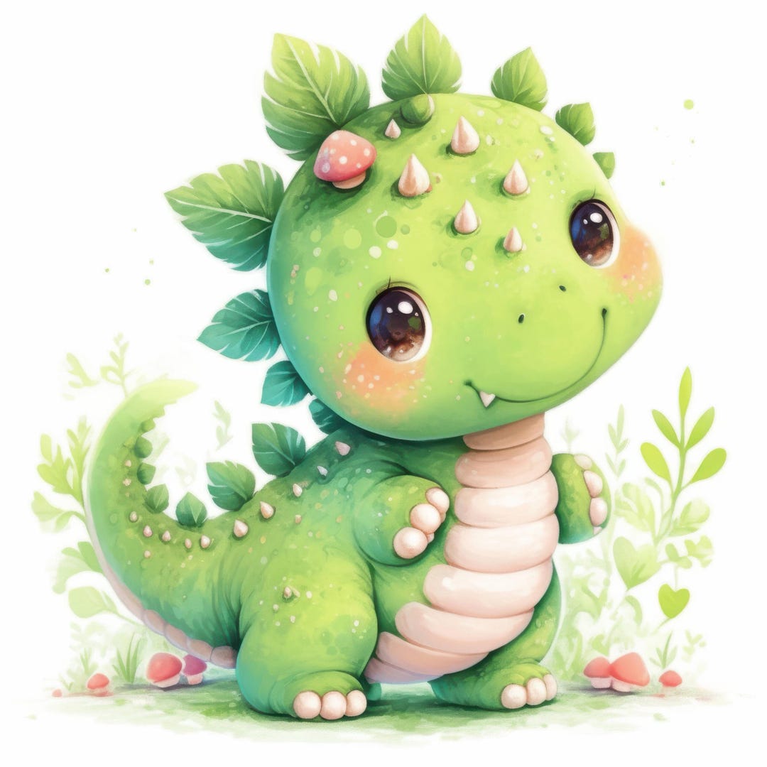 Vibrant Cute Dinosaur Clip Art 11 High Res Watercolor Jpgs for Junk ...