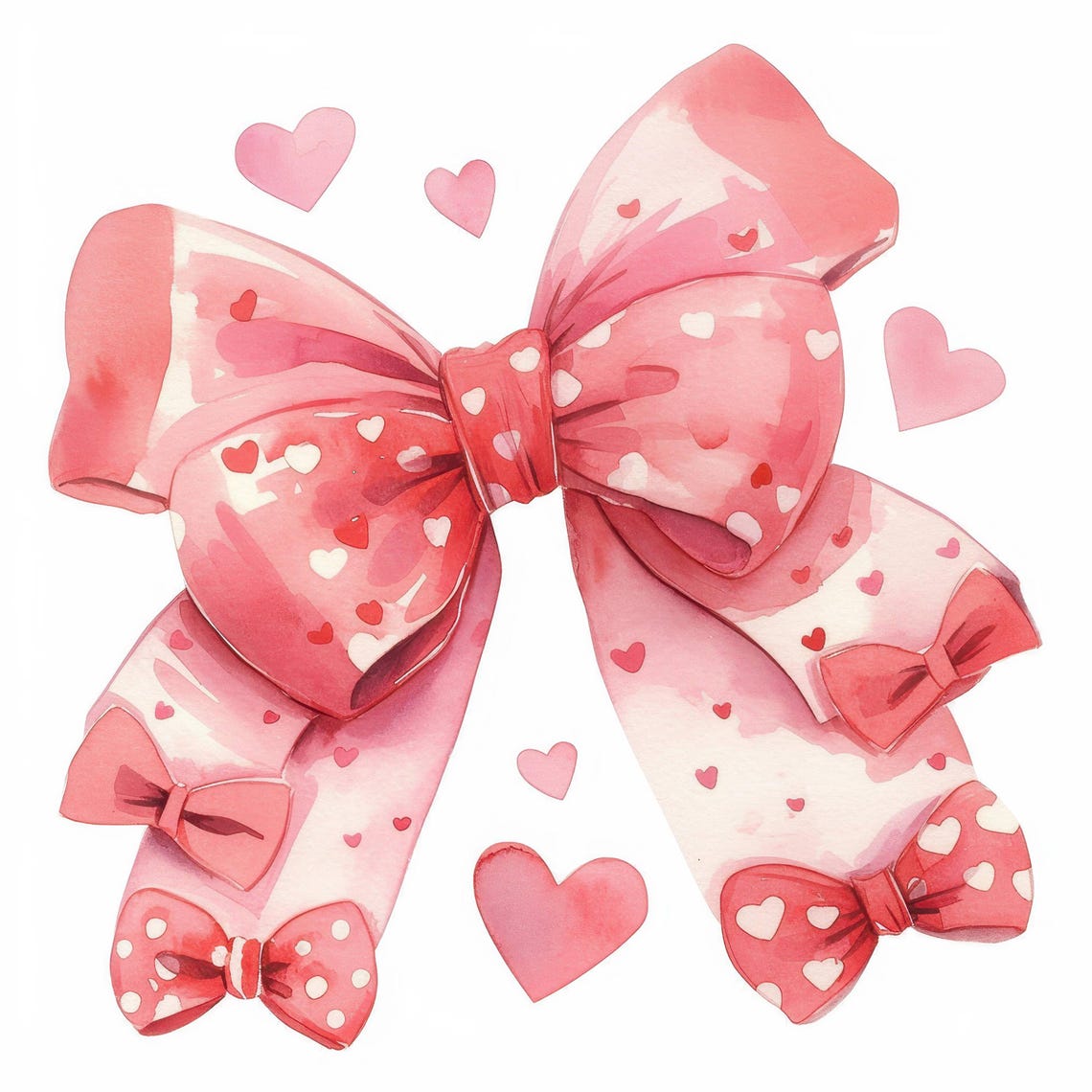 11 Heart Bow Pattern Watercolor Clipart, Romantic Embellishment ...