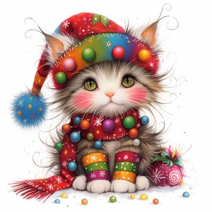 12 Cute Christmas Cat Clipart | Santa Cat Clipart | Printable ...
