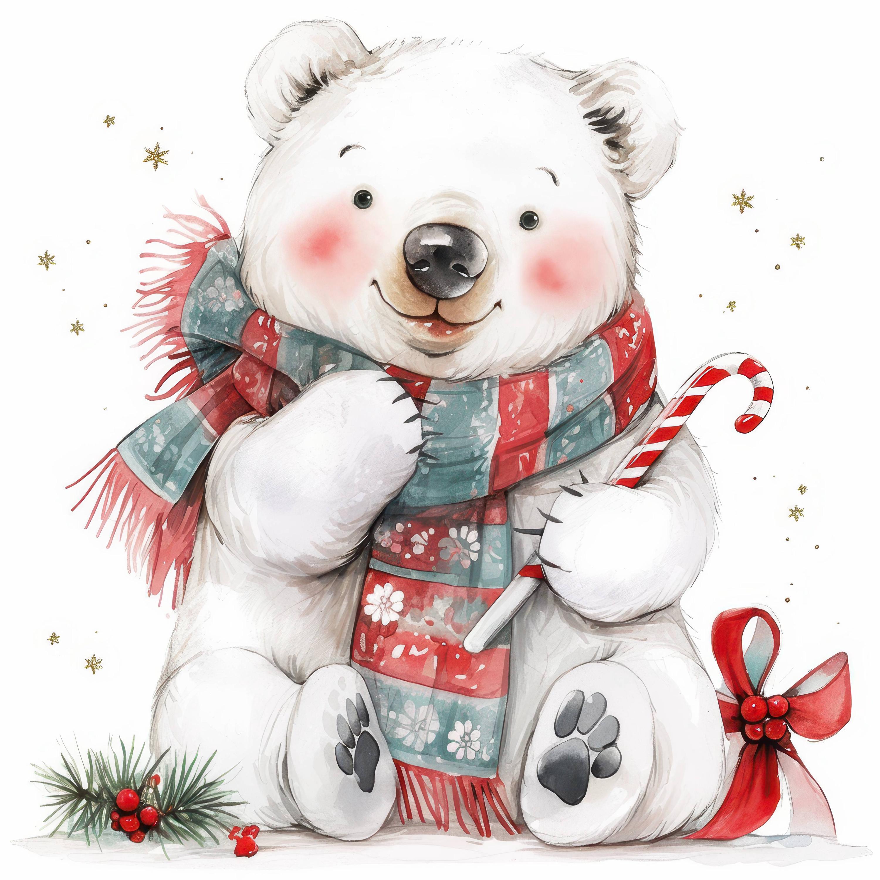 16 Polar Bear Clipart Bundle, White Winter Bear Illustration, Printable ...