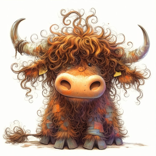 Highland Coo Cartoon - Etsy UK