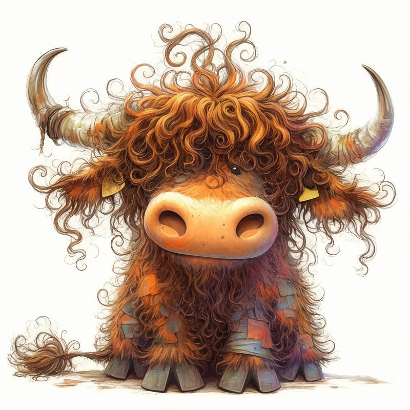Highland Coo Cartoon - Etsy UK