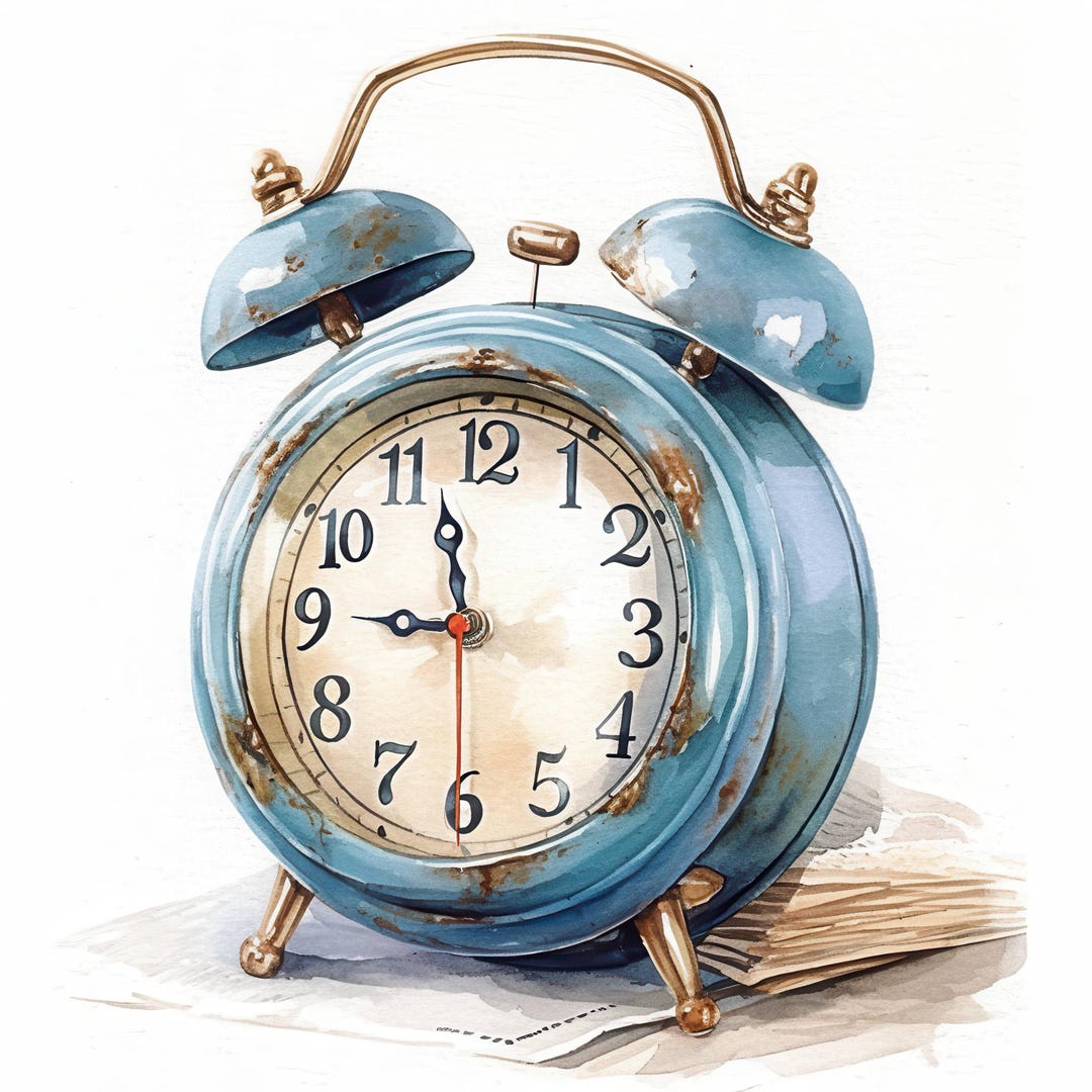 17 Alarm Clock Clipart Bundle, Bedroom Timepiece Illustration ...