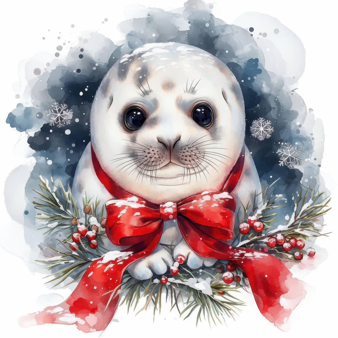 12 Cute Winter Seal Clipart Bundle, Festive Baby Seal Illustration ...