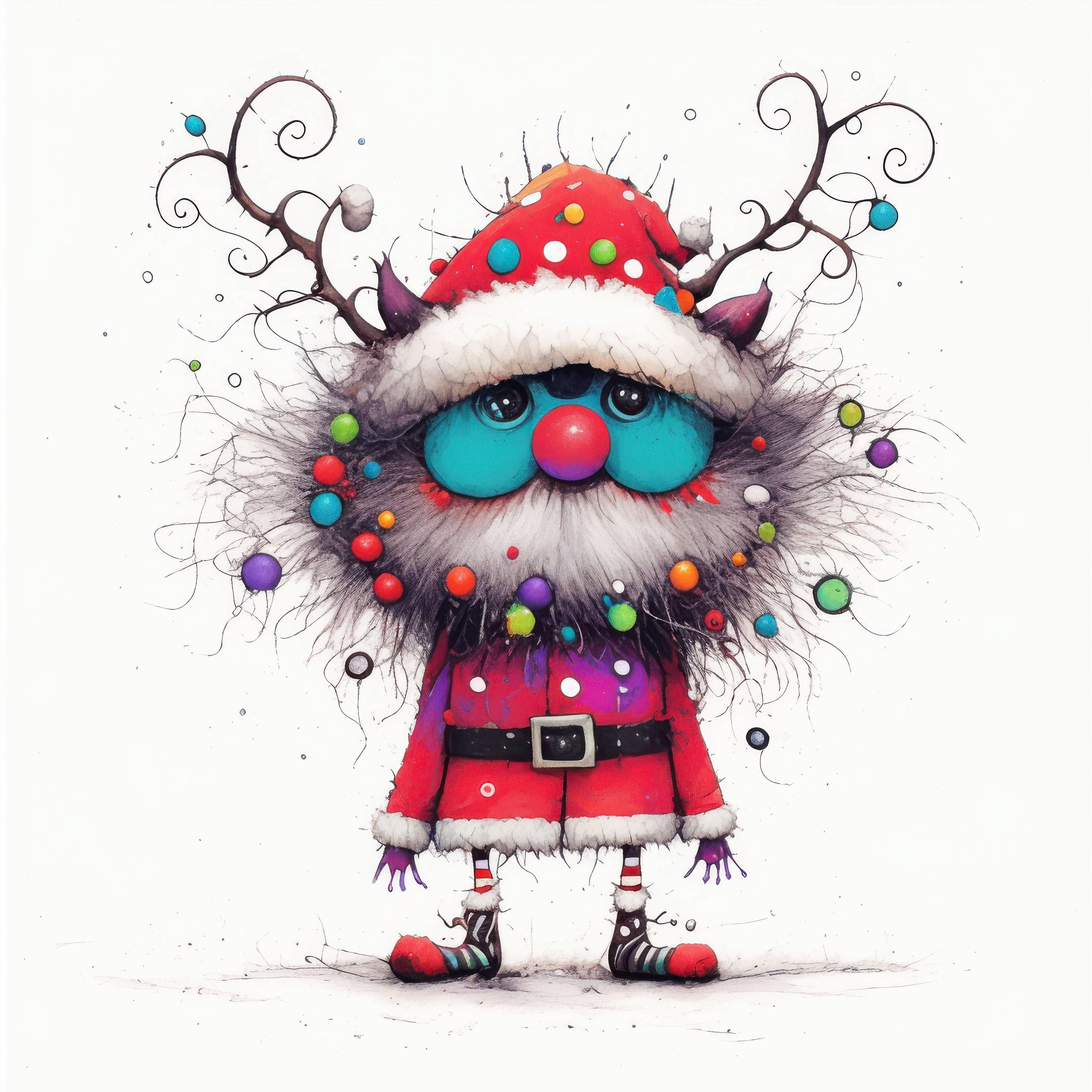 Whimsical Christmas Creatures Clip Art 13 High Res Watercolor Jpgs for ...