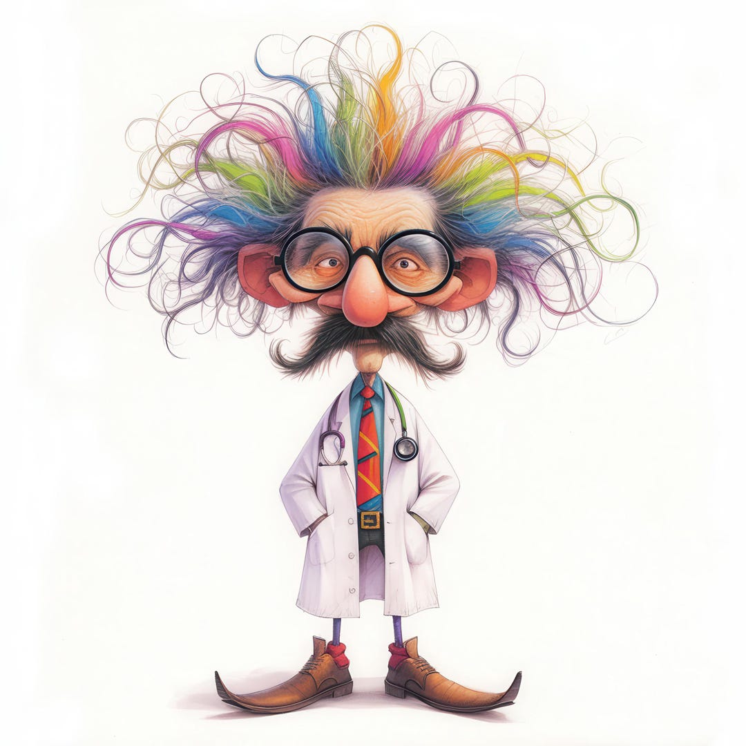 Quirky Doctor Clip Art 12 High Res Watercolor Jpgs Junk Journals ...