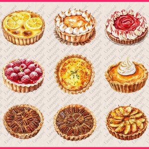 36 Delicious Tarts Clipart | Bake Tart With Nuts, Whipped Cream, Jam ...