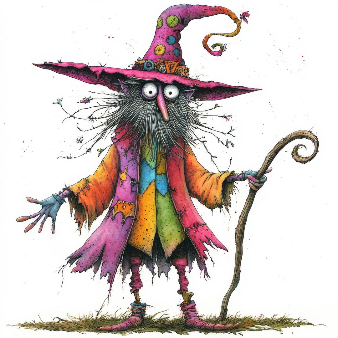 Quirky Wizard Clip Art 10 High Res Watercolor Jpgs for Junk Journaling ...