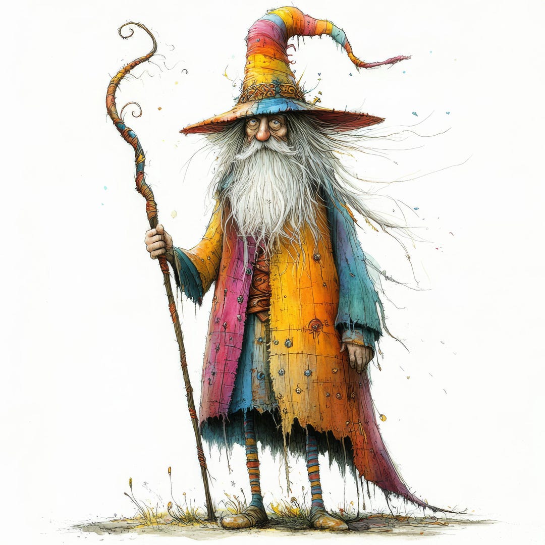 Frazzled Wizard Clip Art 12 High Res Watercolor Jpgs for Junk Journals ...