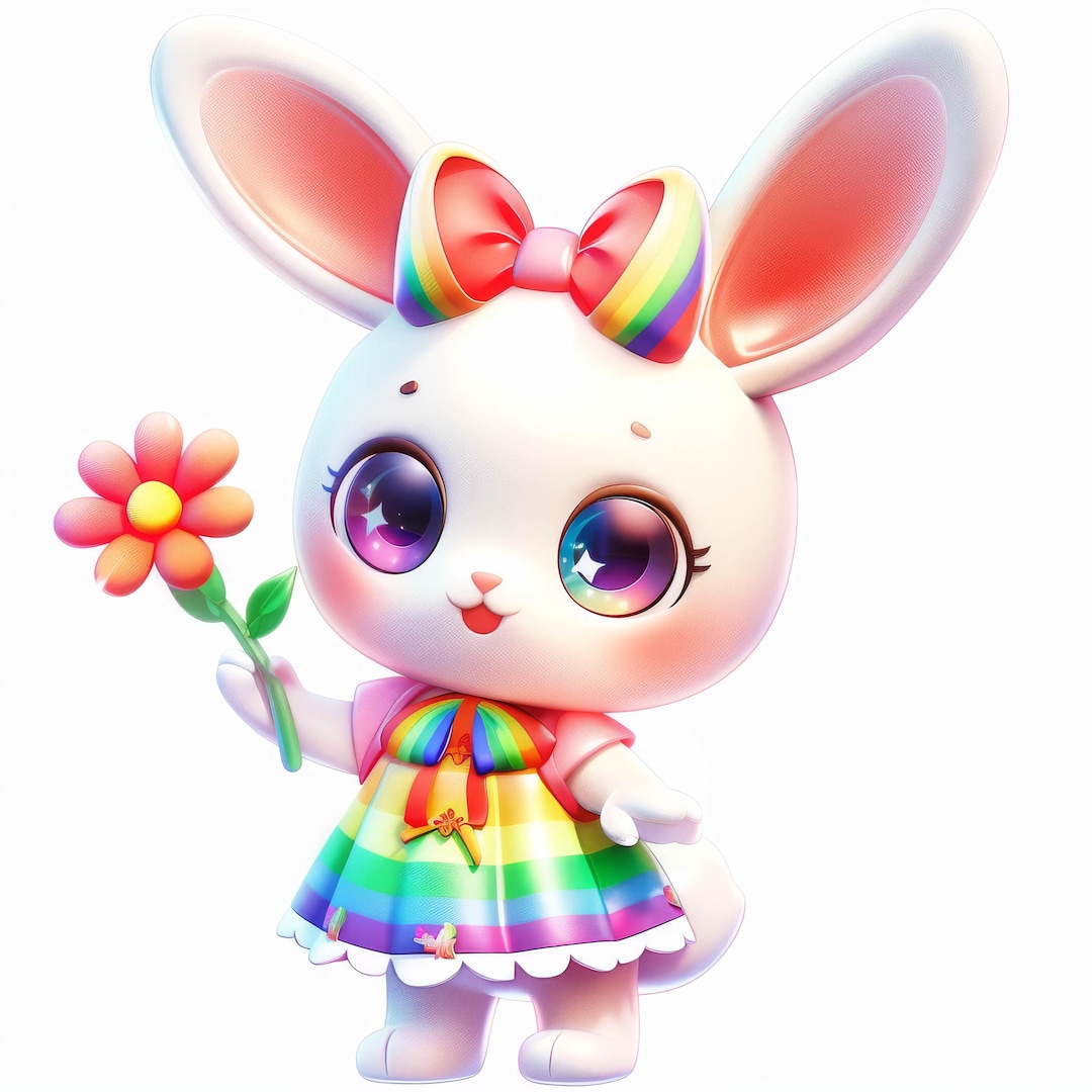 Colorful Cartoon Rabbit Clip Art 10 High Res Watercolor Jpgs Junk ...