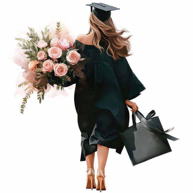 11 Girl Graduation Clipart Bundle, Student Academic Celebration ...