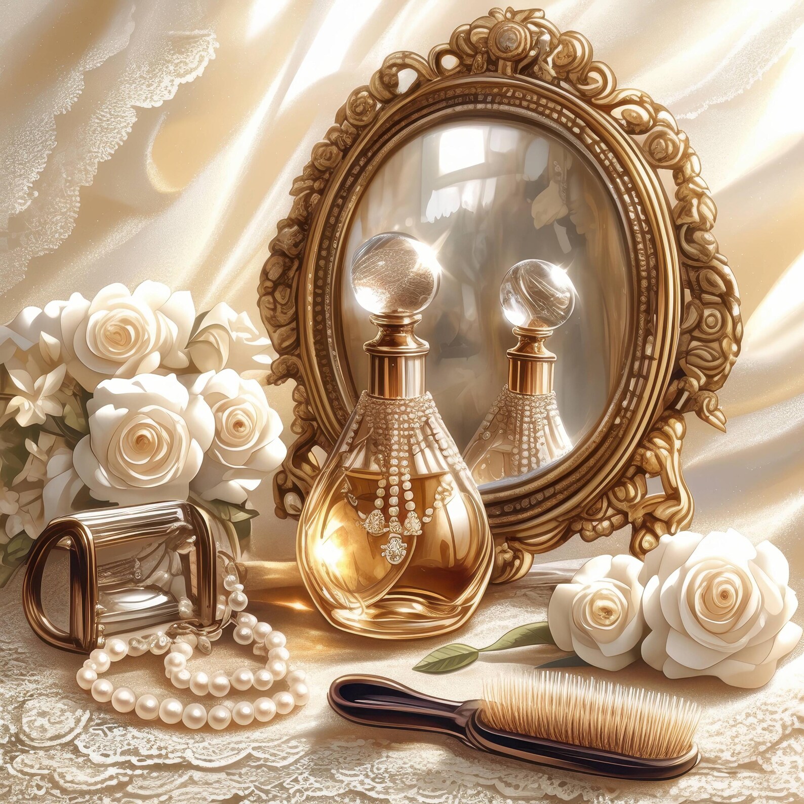 10 Luxury Vanity Set Clipart Bundle, Makeup Illustration, Printable ...