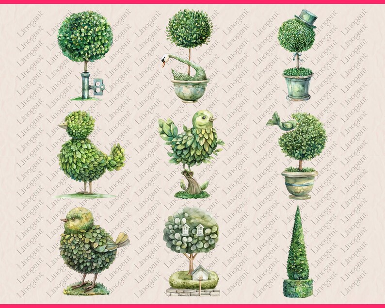 45 PNG Topiary Tree Clipart | Tree Shaped Like Cat, Bird, Moon ...