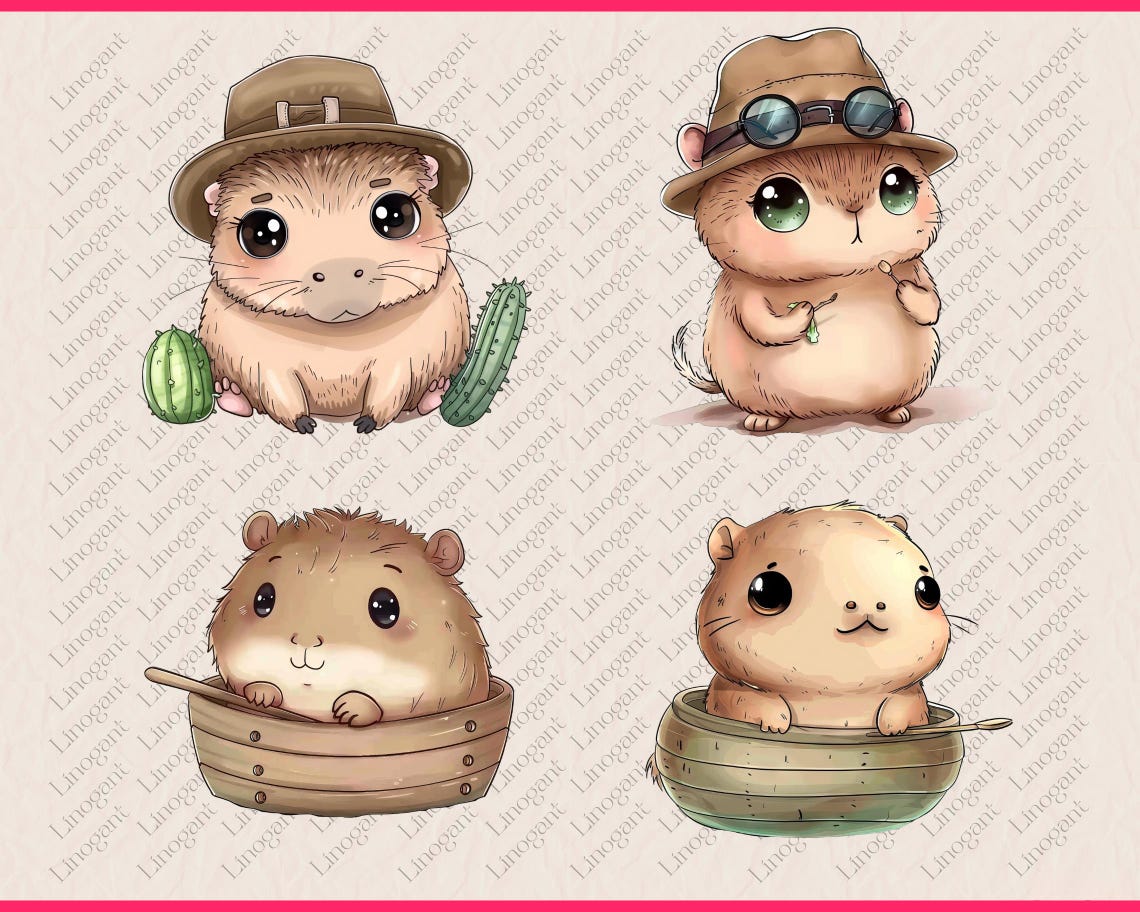15 Capybara Clipart | Cute Animal Clipart | Printable Watercolor ...