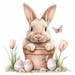 10 Easter Bunny in Pot Clipart Bundle, Cute Baby Rabbit Illustration ...