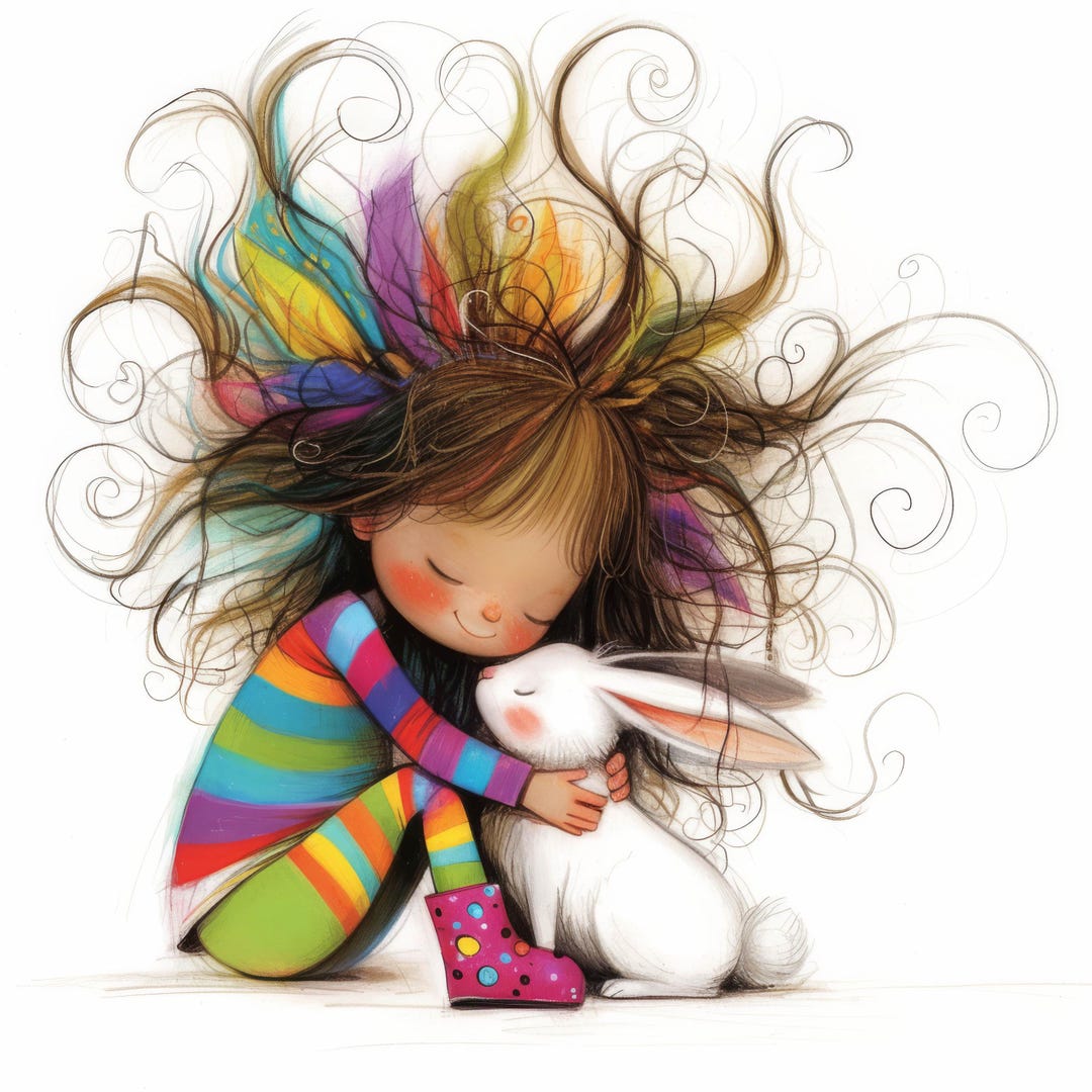 Whimsical Rabbit Clip Art 11 High Res Watercolor Jpgs Junk Journaling ...