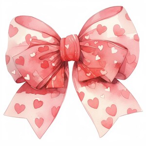 11 Heart Bow Pattern Watercolor Clipart, Romantic Embellishment ...