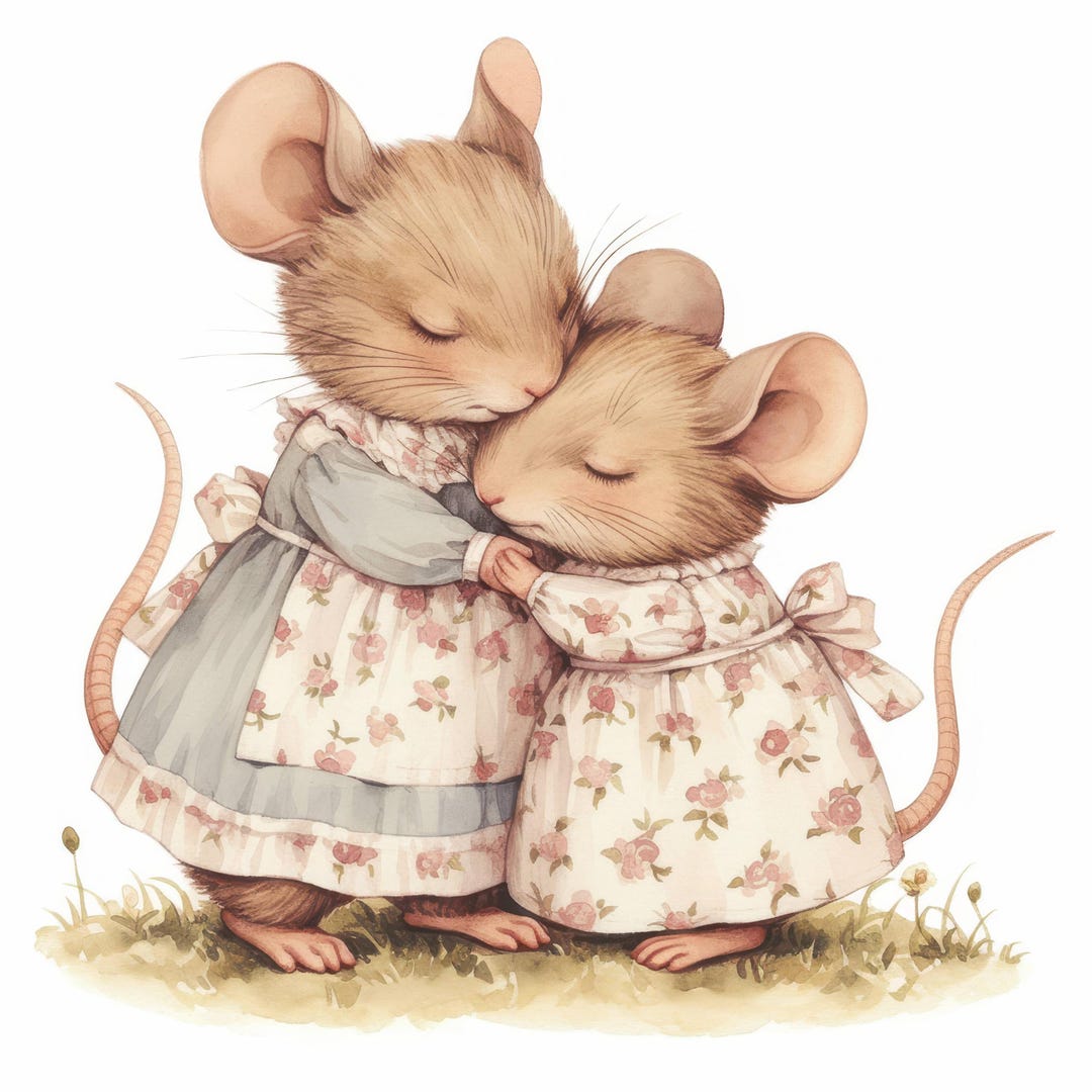 10 Mouse Family Clipart Bundle, Cute Vintage Style Illustration ...