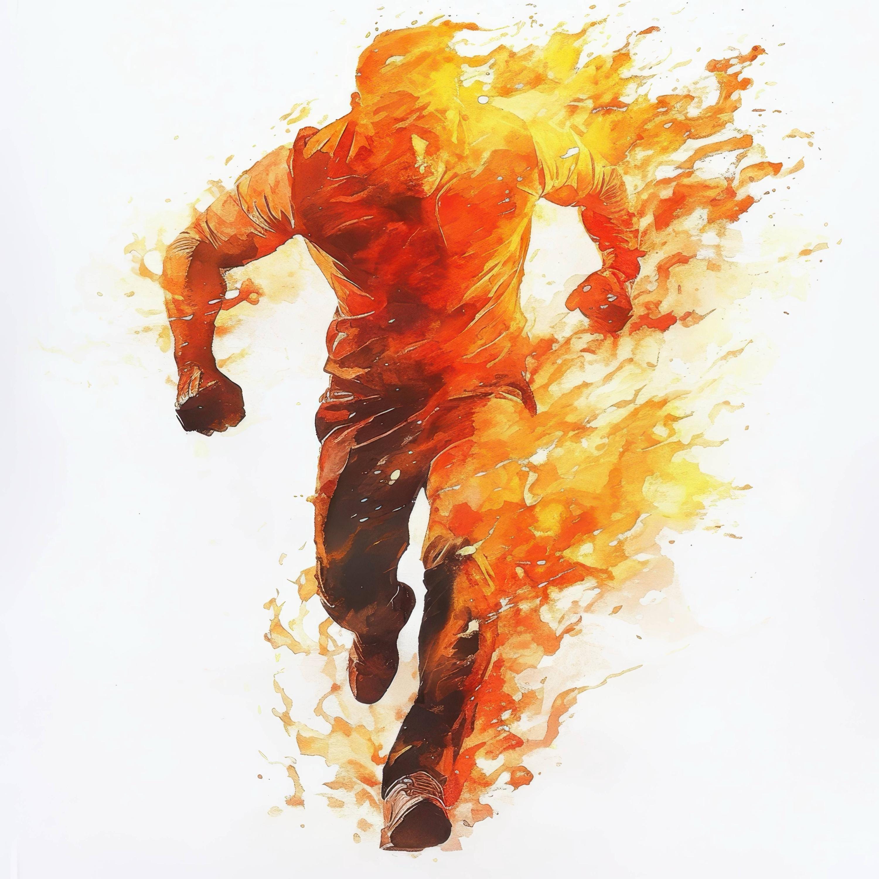 18 Running Man Fire Trail Clipart Bundle, Dynamic Flame Motion ...