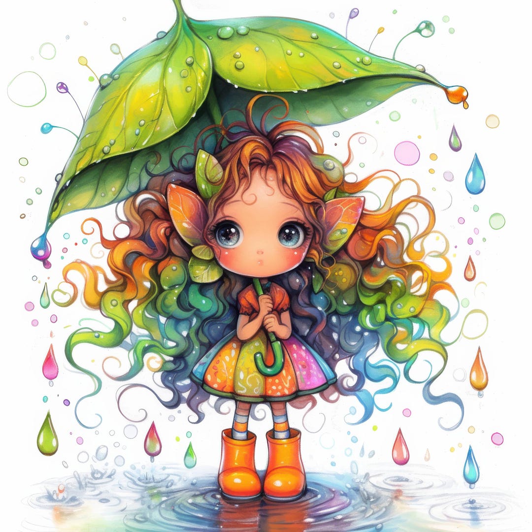 Whimsical Rainy Day Clip Art 10 High Res Watercolor Jpgs for Junk ...