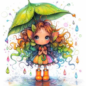 Whimsical Rainy Day Clip Art 10 High Res Watercolor Jpgs for Junk ...