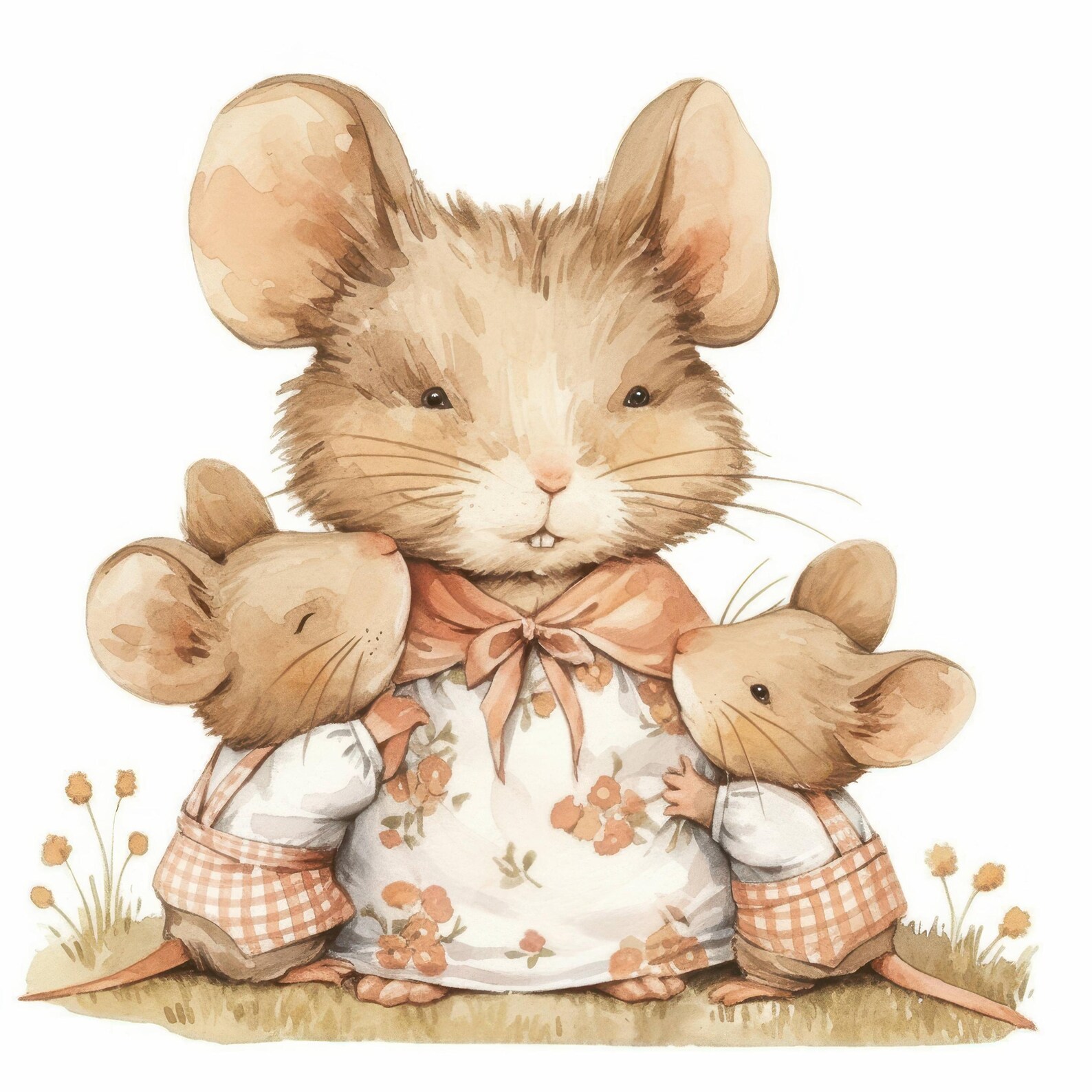 10 Mouse Family Clipart Bundle, Cute Vintage Style Illustration ...