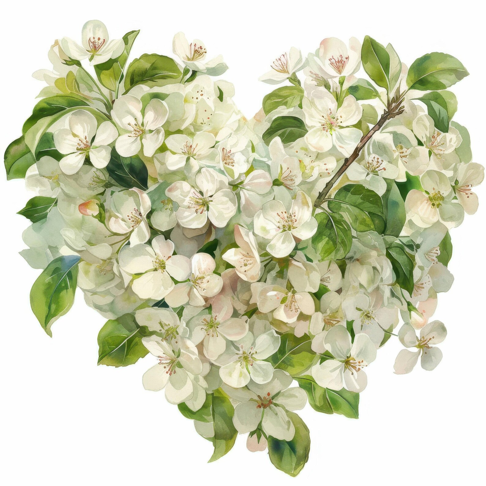 12 Blush Heart Floral Watercolor Clipart, Pink Romantic Design ...