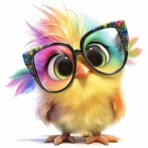 13 Rainbow Chicken Clipart Bundle, Whimsical Farm Animal Illustration ...