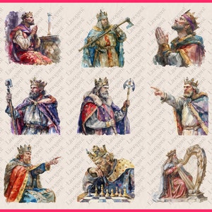 Watercolor Medieval King Clipart Bundle, Fantasy Middle Age Clip Art ...