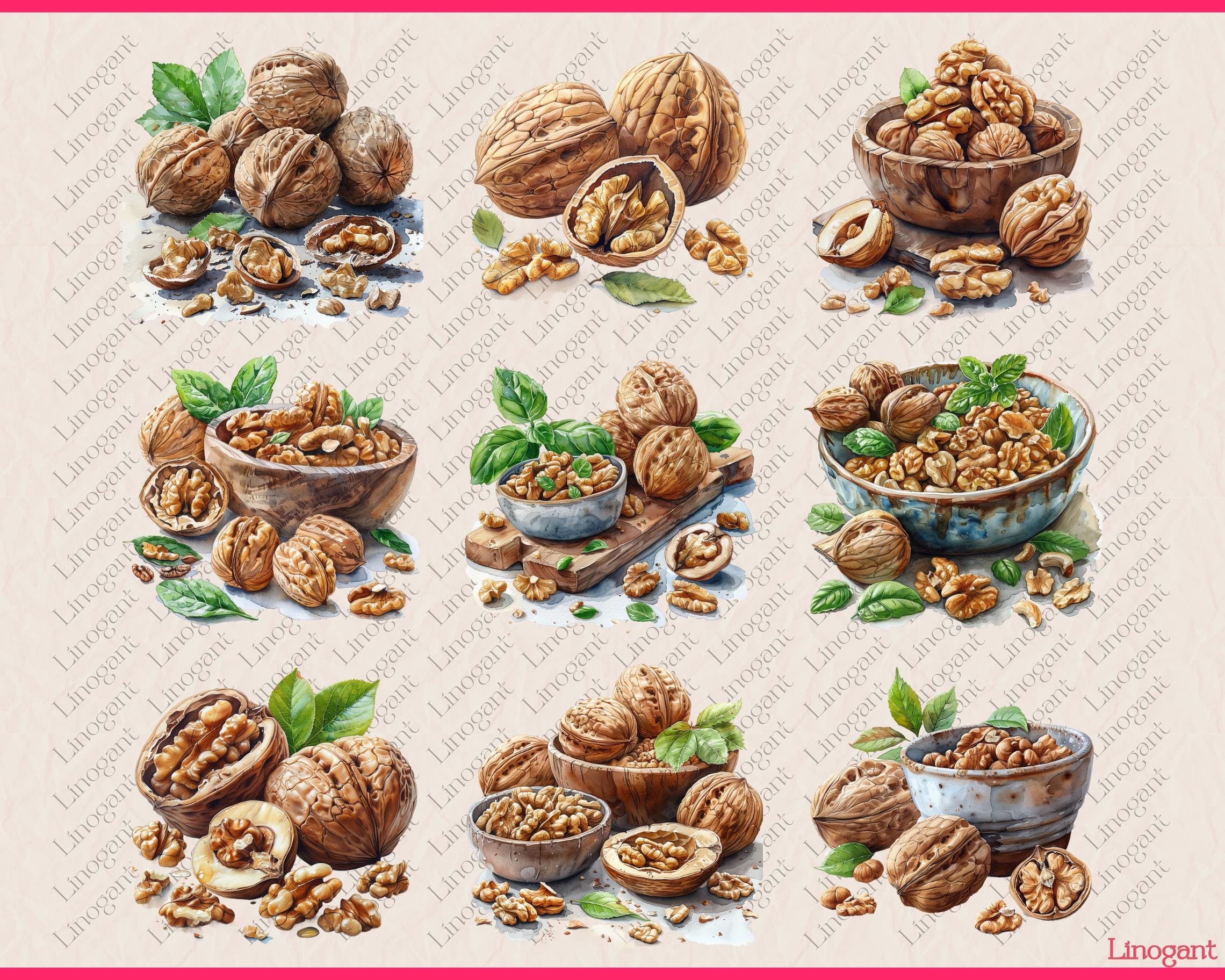 Watercolor Ultimate Nut Clipart Bundle, 289 Pngs Featuring Pistachio ...