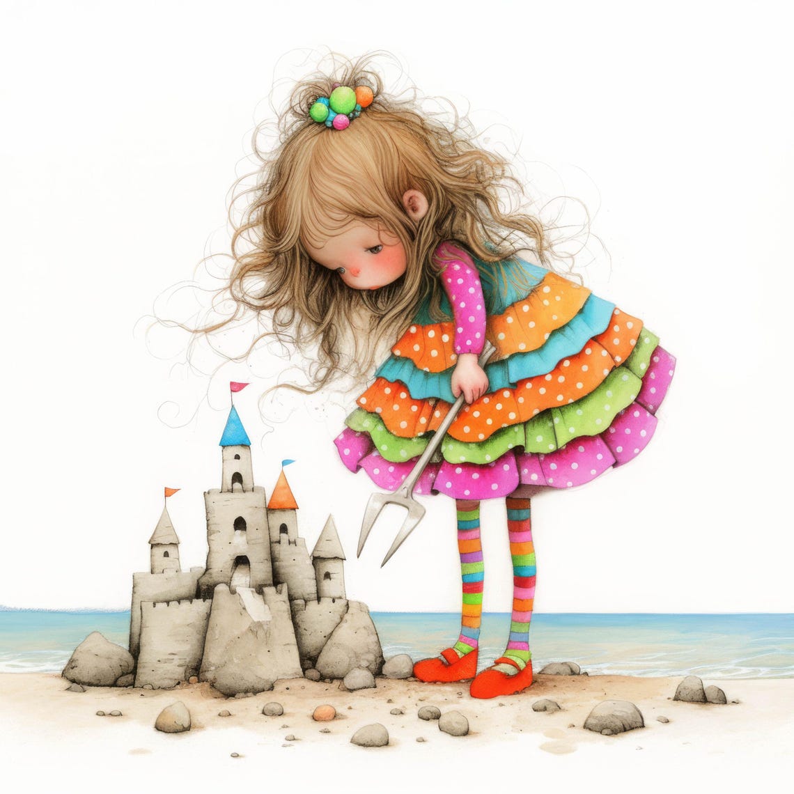 Fantasy Shoreline Castle Clip Art 11 High Res Watercolor Jpgs Junk ...