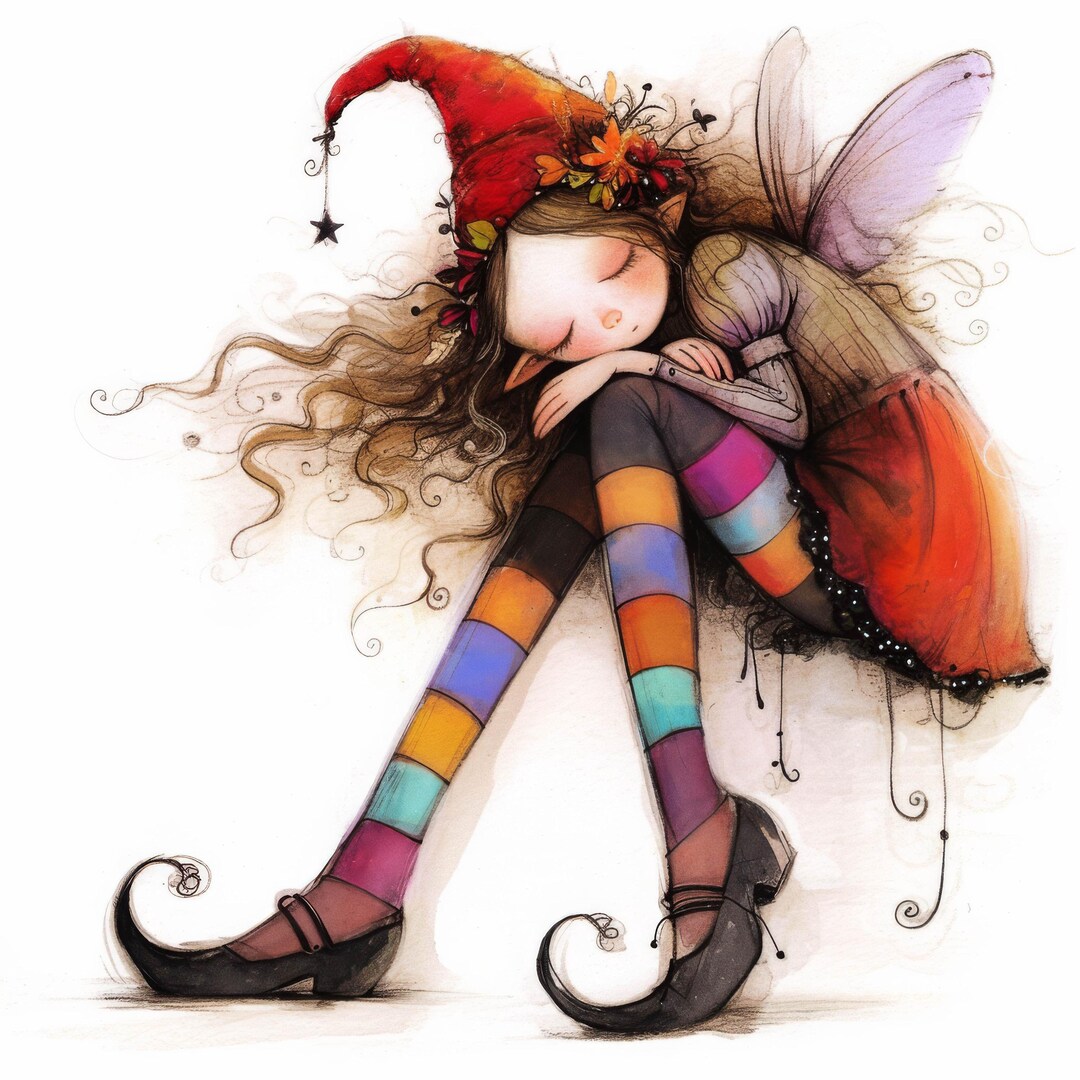 Whimsical Sleeping Clip Art 10 High Res Watercolor Jpgs Junk Journaling ...