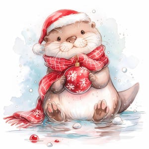 11 Winter Otter Clipart Bundle, Cold Weather Animal Illustration ...