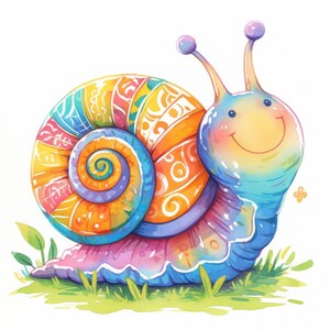 10 Happy Little Snail Clipart Bundle, Animal Illustration, Printable ...