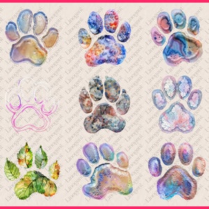 Watercolor Paw Print Clipart Bundle, Animal Footprint Clip Art Set ...