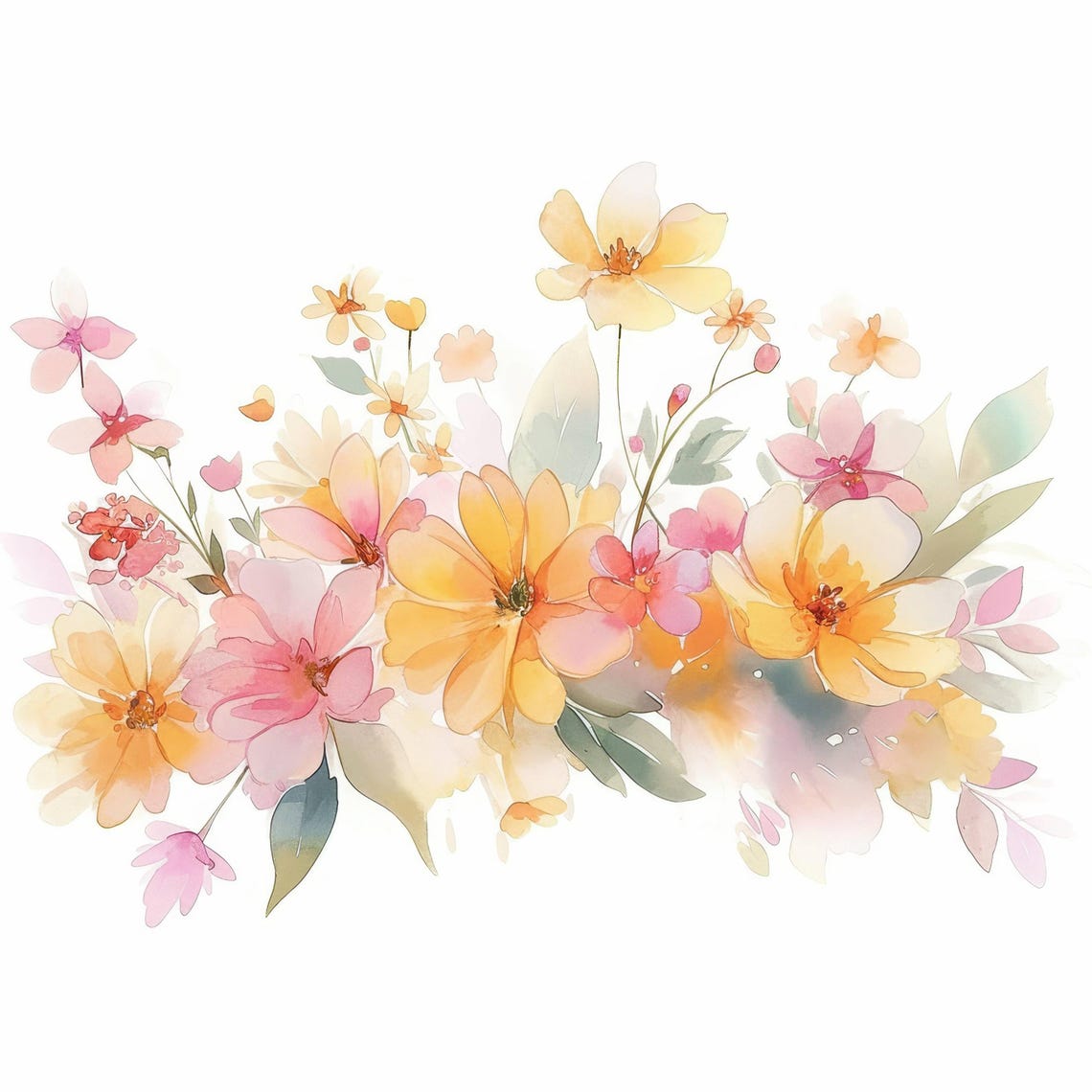 10 Soft Vibes Floral Clipart Bundle, Gentle Petal Illustration ...