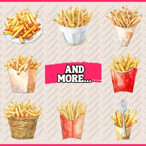 Watercolor French Fries Clipart Bundle, Fast Food Clip Art Set ...