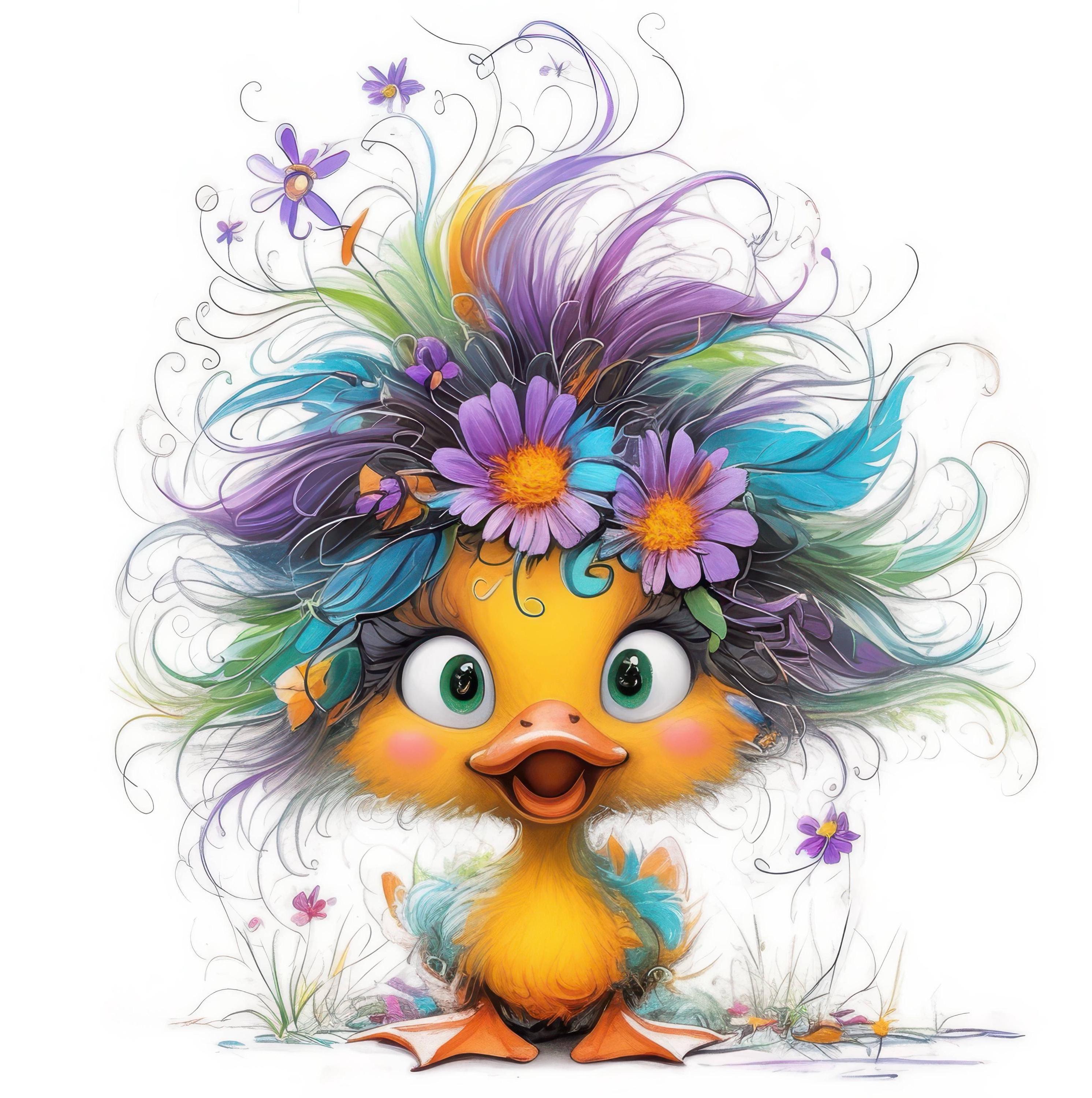 14 Frazzled Duck Clipart Bundle, Funny Farm Animal Illustration ...