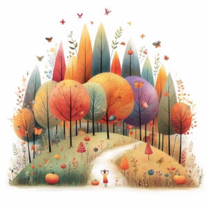 Whimsical Autumn Woodland Clip Art 10 High Res Watercolor Jpgs for Junk ...