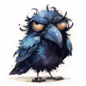 Grumpy Crow Clip Art 10 High Res Watercolor Jpgs Junk Journals ...