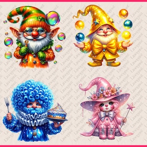 31 PNG Funny Clown Gnome Clipart, Happy Circus Gnomes Clipart, Party ...