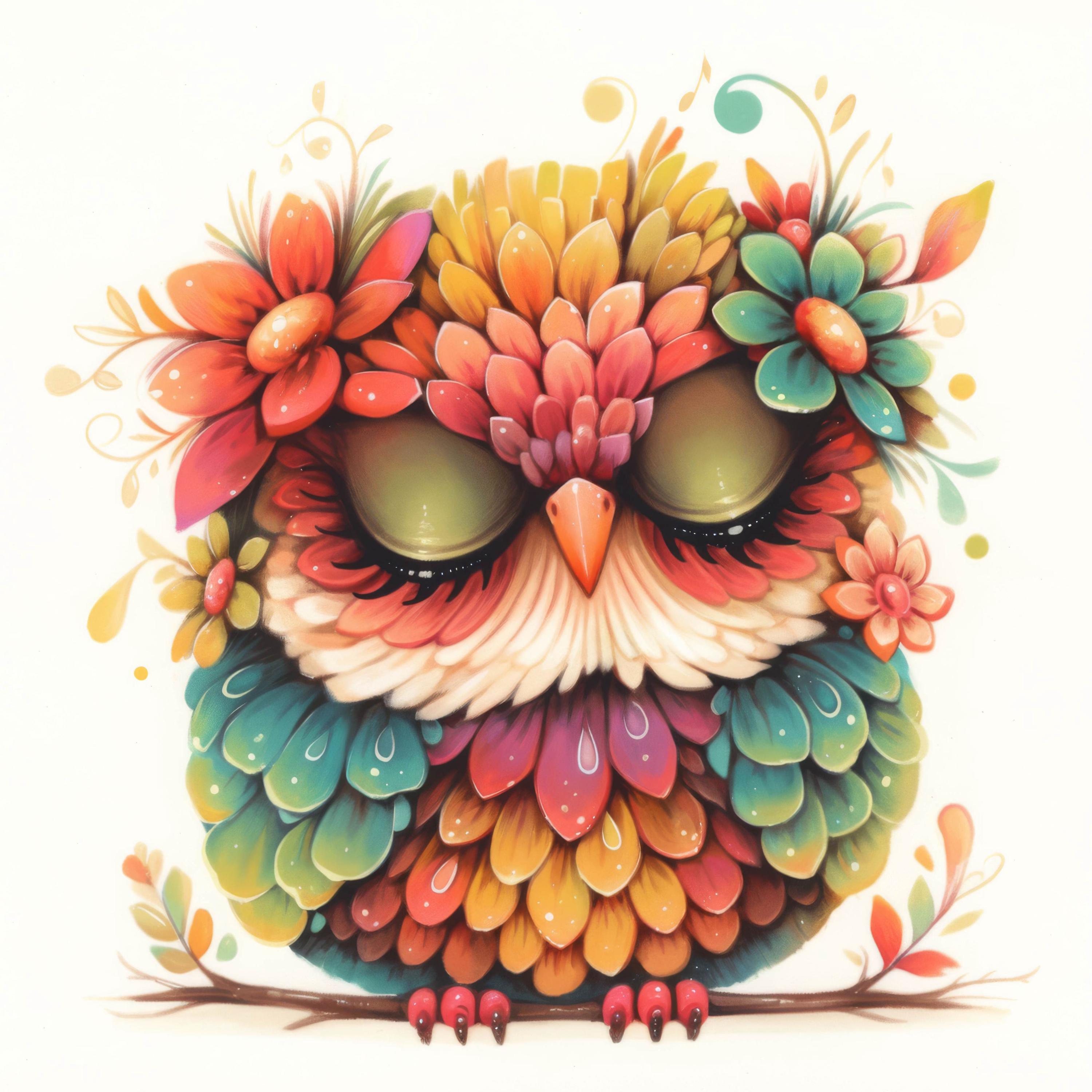 Whimsical Floral Owls Clipart 10 High Res Watercolor Jpgs for Junk ...